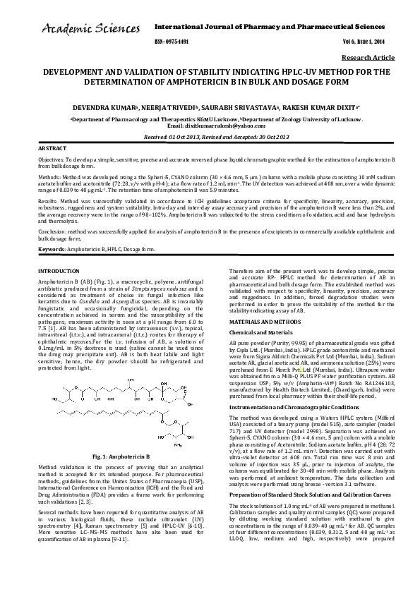 (PDF) DEVELOPMENT AND VALIDATION OF STABILITY INDICATING HPLC-UV METHOD FOR THE DETERMINATION OF ...