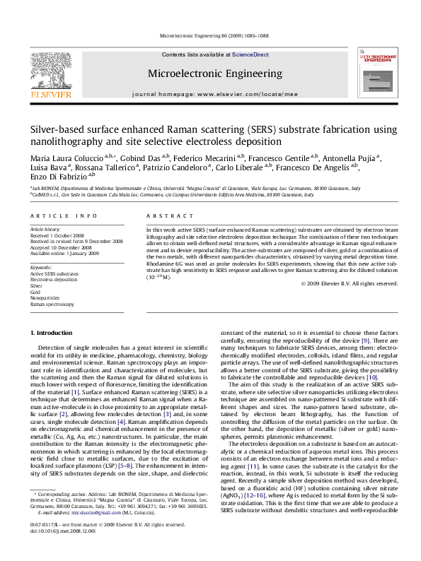 (PDF) Silver-based surface enhanced Raman scattering (SERS) substrate ...