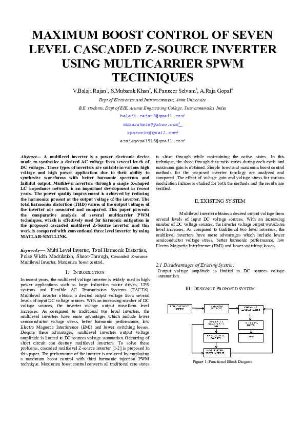 (DOC) MAXIMUM BOOST CONTROL OF SEVEN LEVEL CASCADED Z-SOURCE INVERTER ...