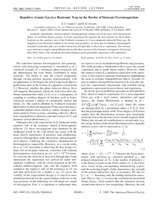 (PDF) Repulsive Atomic Gas in a Harmonic Trap on the Border of ...