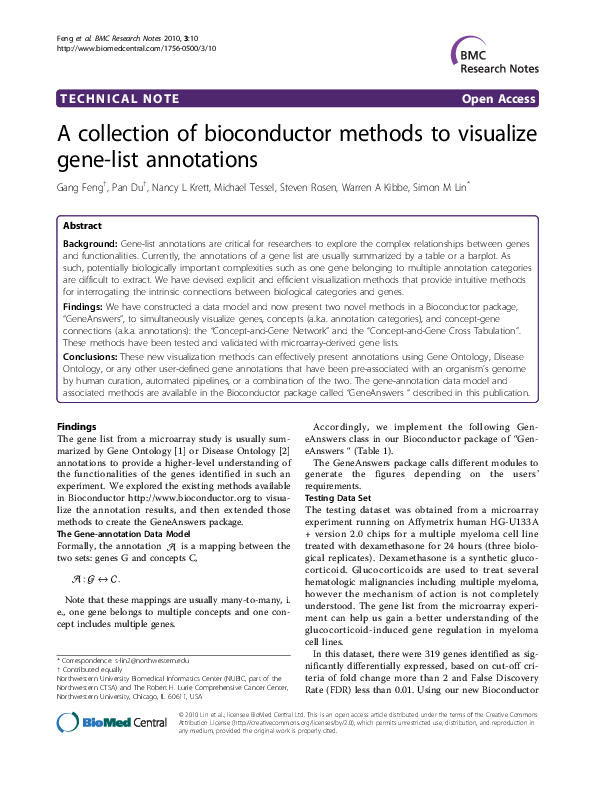 (PDF) A collection of bioconductor methods to visualize gene-list ...