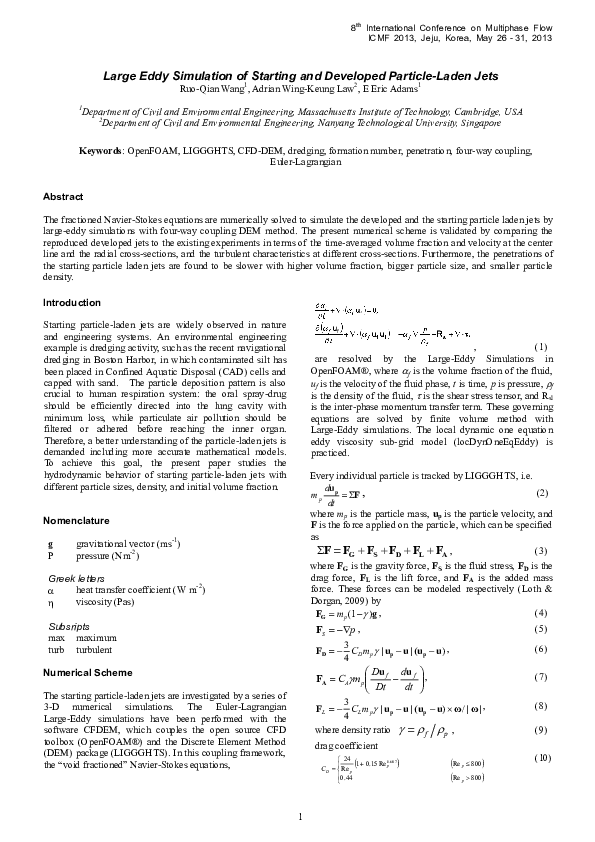 (PDF) Large Eddy Simulation of Starting and Developed Particle-Laden Jets