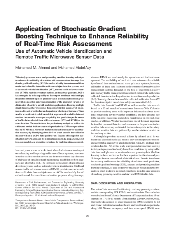 (PDF) Application of Stochastic Gradient Boosting Technique to Enhance Reliability of Real-Time ...