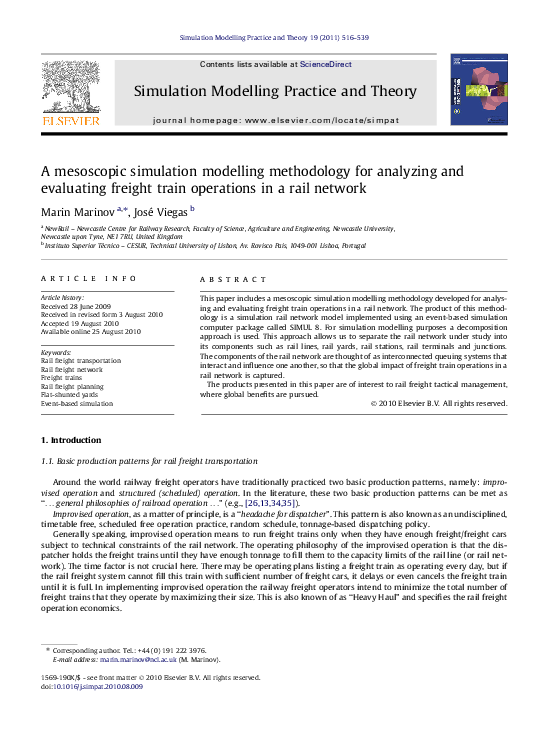 (PDF) A mesoscopic simulation modelling methodology for analyzing and evaluating freight train ...