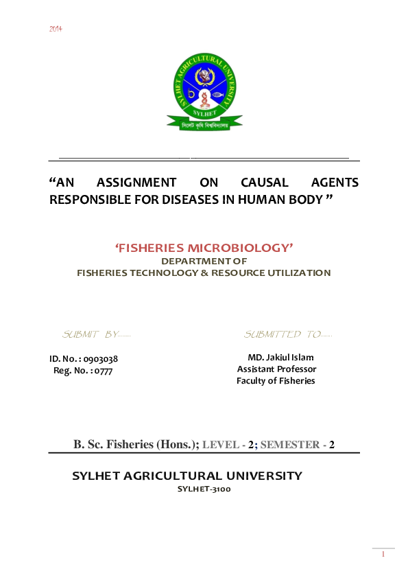 (DOC) CAUSAL AGENTS RESPONSIBLE FOR DISEASES IN HUMAN BODY