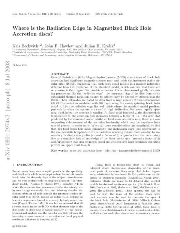 (PDF) Where is the Radiation Edge in Magnetized Black Hole Accretion discs