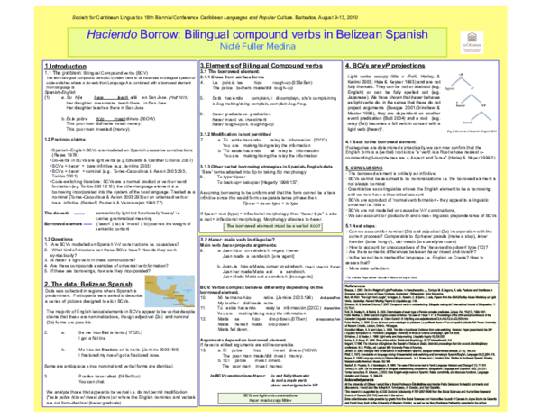 (PDF) Haciendo Borrow: Bilingual compound verbs in Belizean Spanish