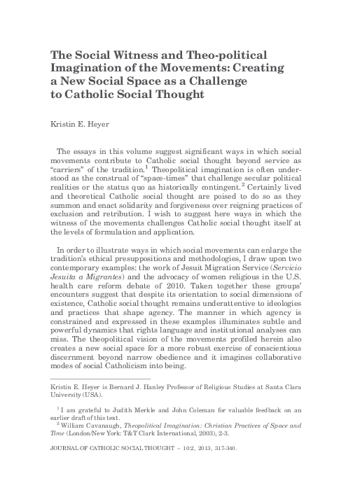 The Social Witness and Theo-Political Imagination of the Movements