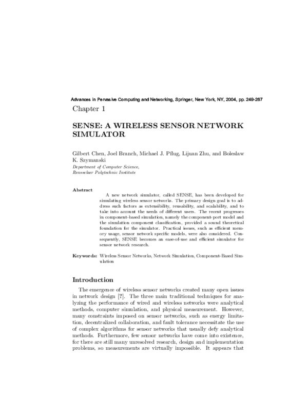 Pdf Sense A Wireless Sensor Network Simulator