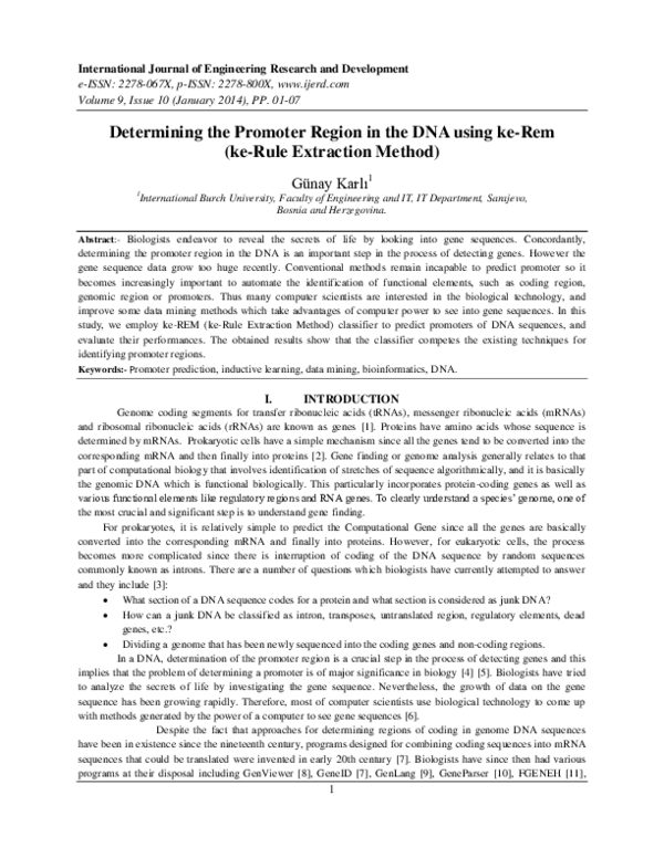 (PDF) Determining the Promoter Region in the DNA using ke-Rem (ke-Rule ...