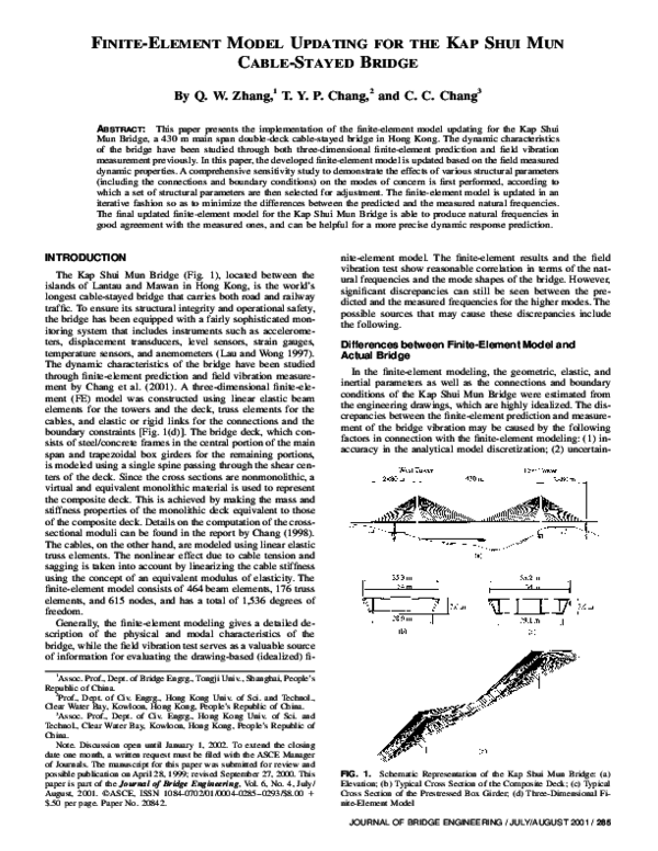 (PDF) Finite-Element Model Updating for the Kap Shui Mun Cable-Stayed Bridge