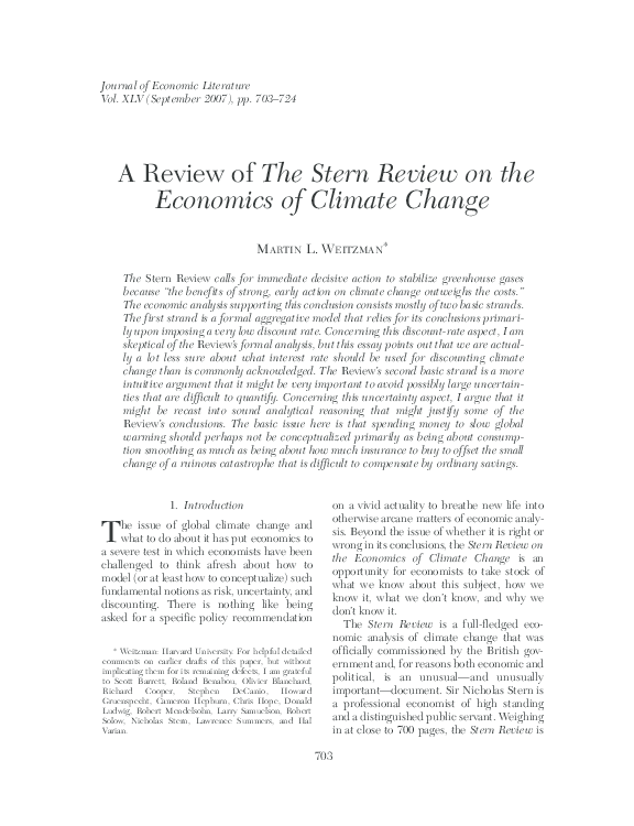 (PDF) A Review of The Stern Review on the Economics of Climate Change