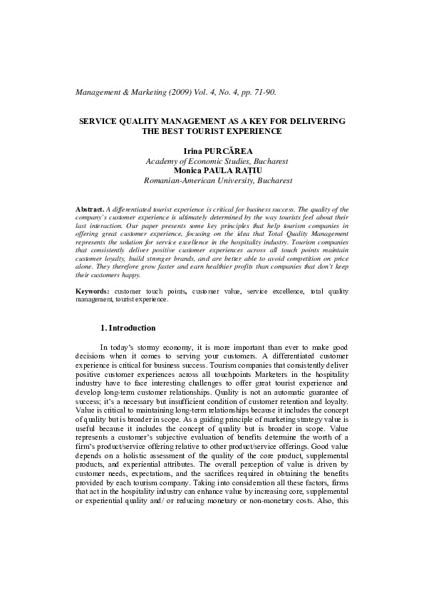 (PDF) SERVICE QUALITY MANAGEMENT AS A KEY FOR DELIVERING THE BEST ...