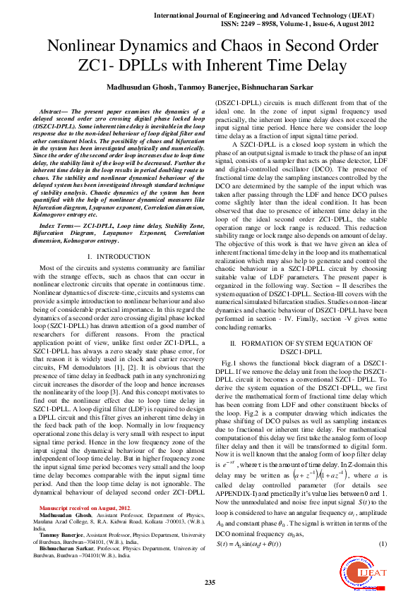 (PDF) Nonlinear Dynamics and Chaos in Second Order ZC1- DPLLs with Inherent Time Delay