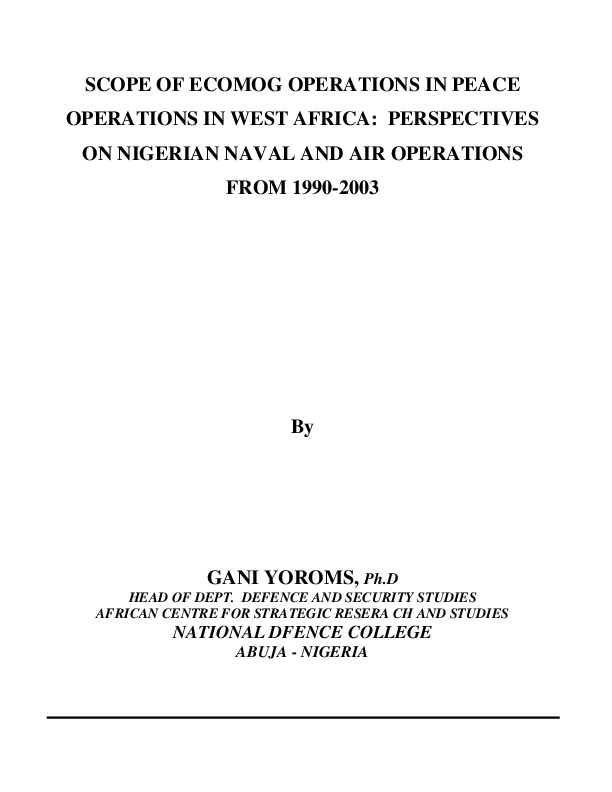 (DOC) SCOPE OF ECOMOG OPs for NIIA JOURNAL