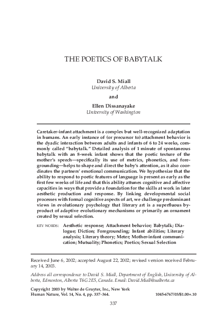 (PDF) The poetics of babytalk (with David Miall)
