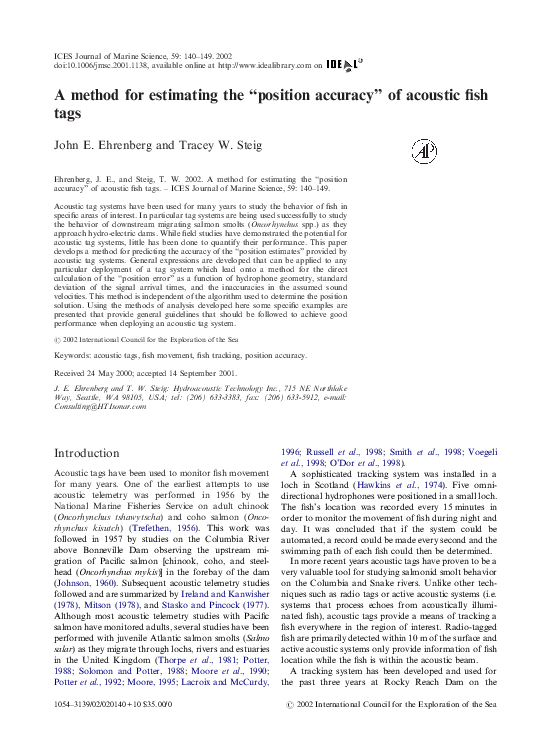 (PDF) A method for estimating the ''position accuracy'' of acoustic ...