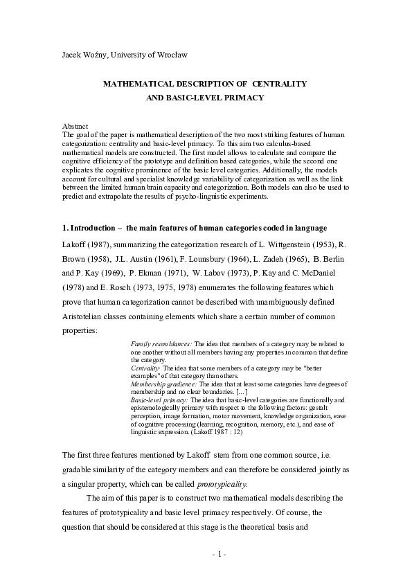 (DOC) Two mathematical models of human categorization