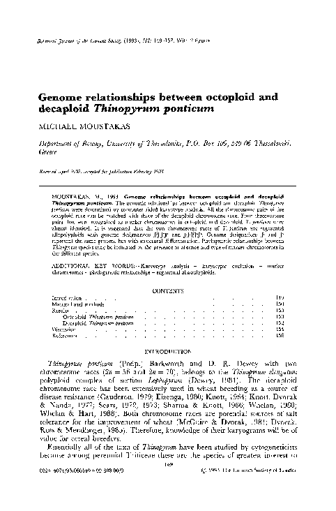 (PDF) Genome relationships between octoploid and decaploid Thinopyrum ...