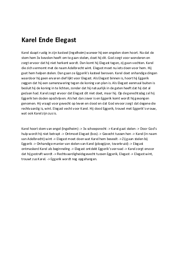 (DOC) Karel Ende Elegast samenvatting