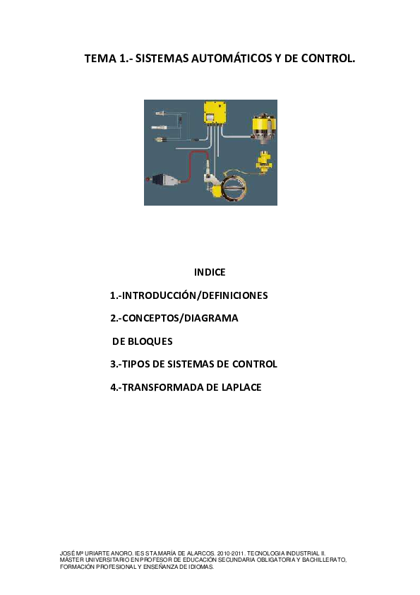 (PDF) TEMA 1.-SISTEMAS AUTOMÁTICOS Y DE CONTROL. INDICE 1.-INTRODUCCIÓN ...