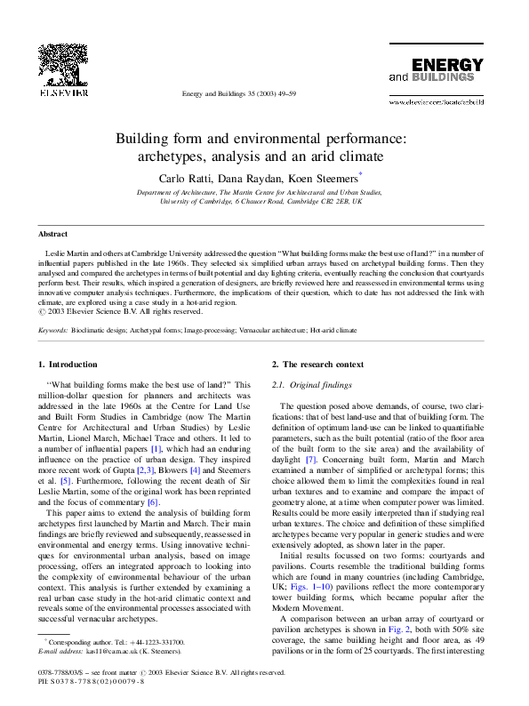 (PDF) Building form and environmental performance
