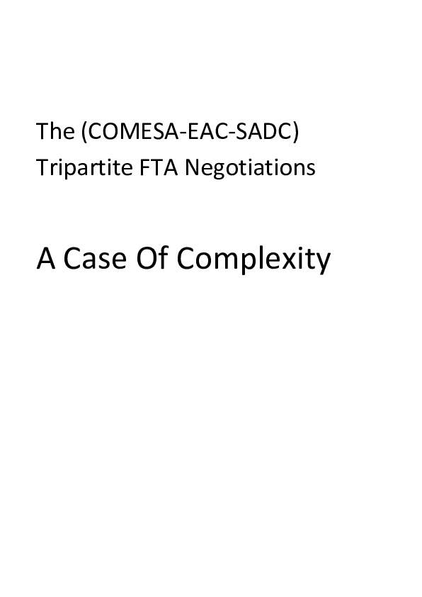 (PDF) The (COMESA-EAC-SADC) Tripartite FTA Negotiations A Case Of Complexity The (COMESA-EAC ...