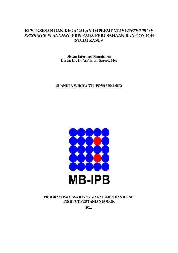 (PDF) KESUKSESAN DAN KEGAGALAN IMPLEMENTASI ENTERPRISE RESOURCE PLANNING (ERP) PADA PERUSAHAAN ...