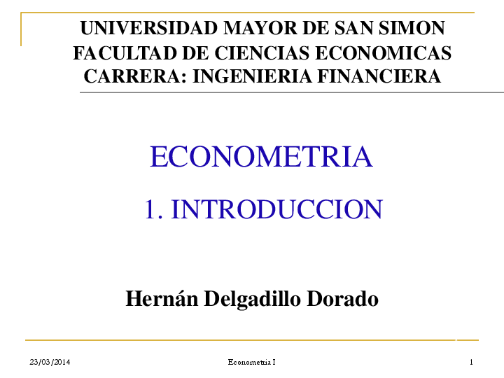 (PPT) 1 Introducción a la Econometría