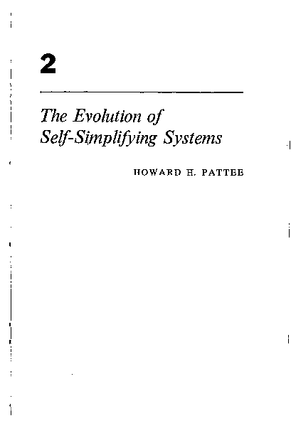 (PDF) Evolution of Self-Simplifying Systems | Howard H Pattee ...
