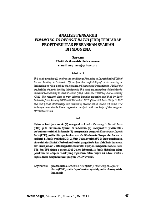 (PDF) Analisis Pengaruh Financing to Deposit Rasio (FDR) …. Suryani ...