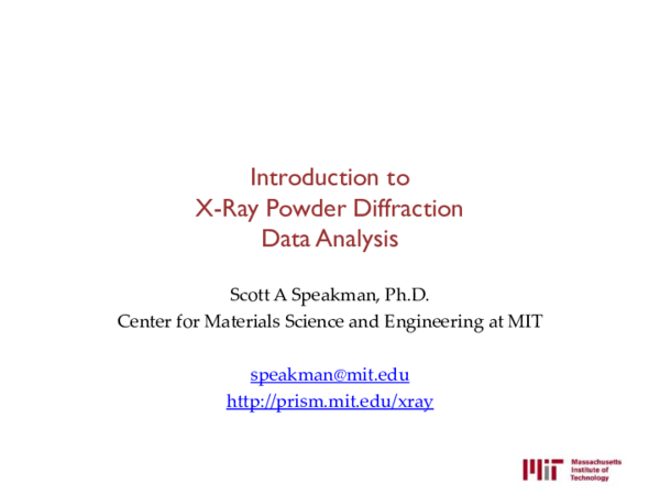 (PDF) Introduction to X-Ray Powder Diffraction Data Analysis