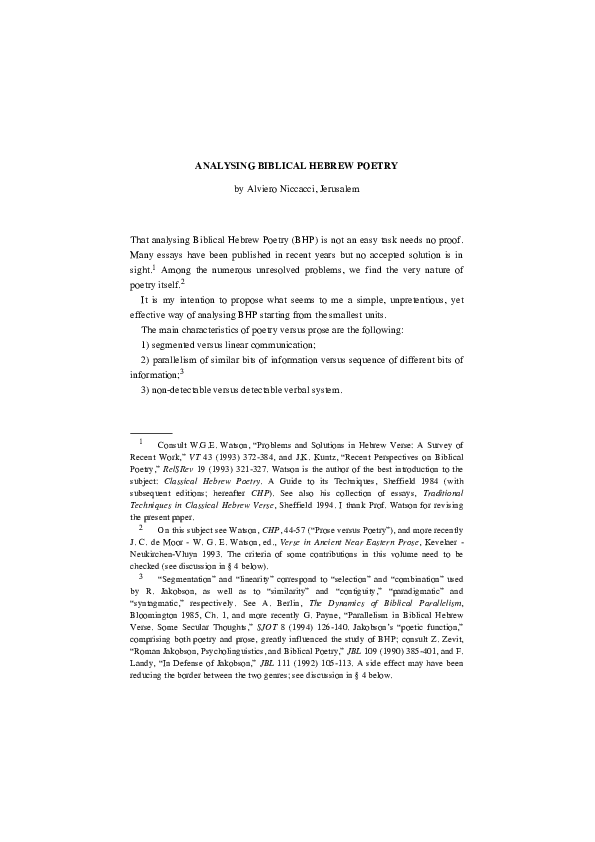 (PDF) 1997-Analysing Biblical Hebrew Poetry