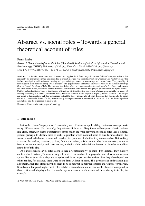 (PDF) Abstract vs. social roles - Towards a general theoretical account ...