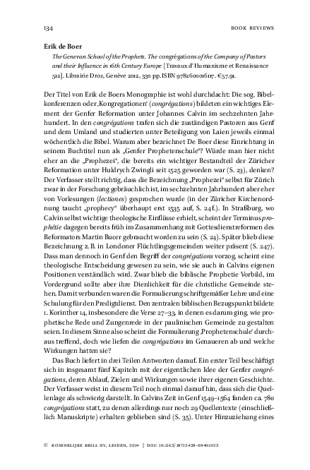 (PDF) Review: Erik de Boer, The Genevan School of the Prophets. The ...