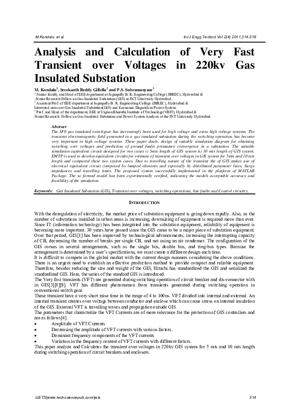 (PDF) Analysis and Calculation of Very Fast Transient over Voltages in ...
