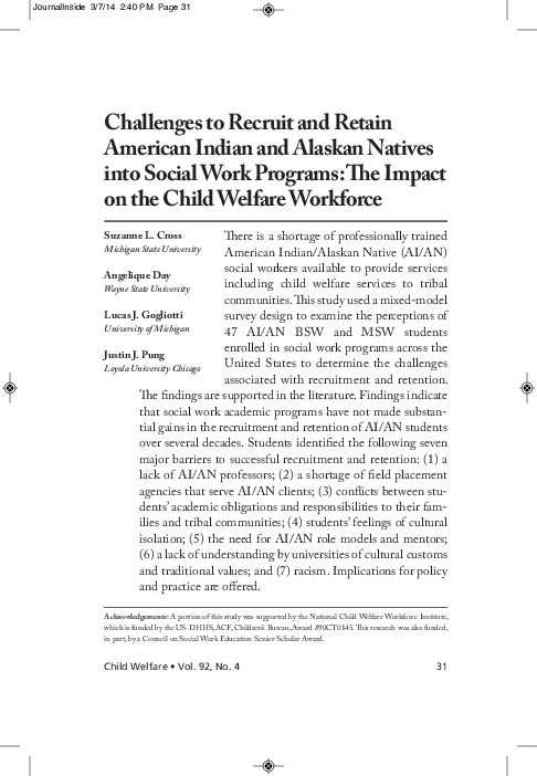 (PDF) Challenges to recruit and retain American Indian/Alaskan Native ...