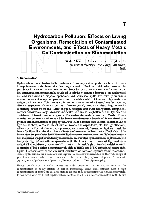 (PDF) 7 Hydrocarbon Pollution: Effects on Living Organisms, Remediation ...