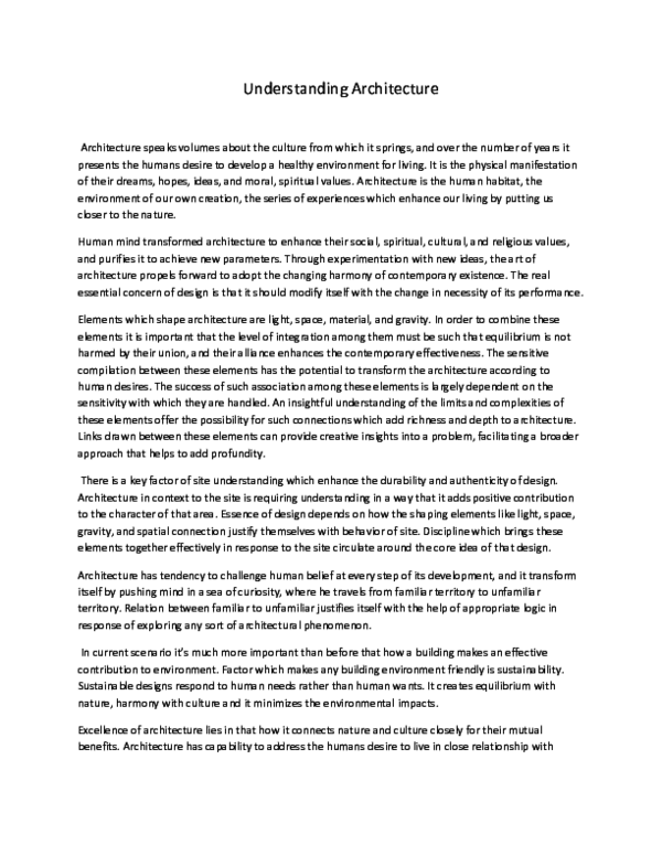 (PDF) Understanding Architecture