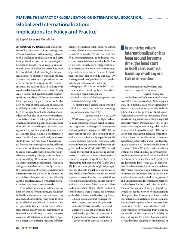 (PDF) Globalized Internationalization: Implications for Policy and Practice