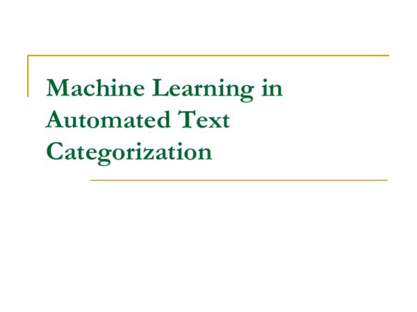 (PPT) Machine Learning in Automated Text Categorization