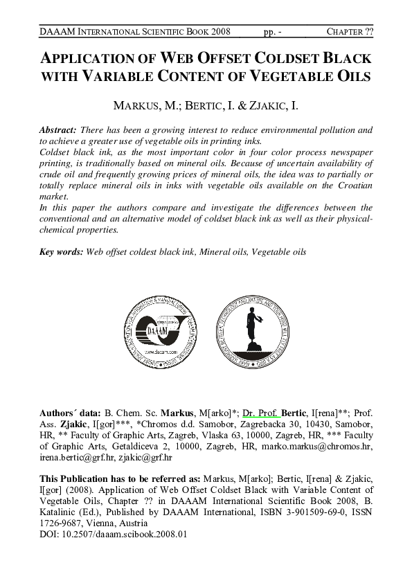 (PDF) APPLICATION OF WEB OFFSET COLDSET BLACK WITH VARIABLE CONTENT OF ...