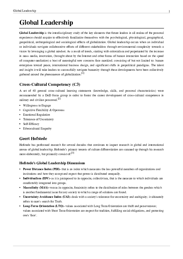 (PDF) Global Leadership