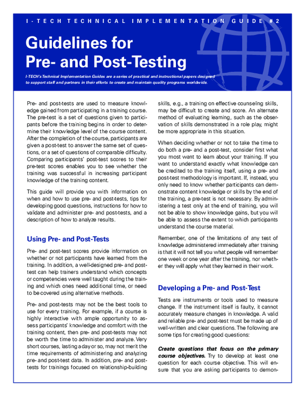 (PDF) Guidelines for Pre-and Post-Testing