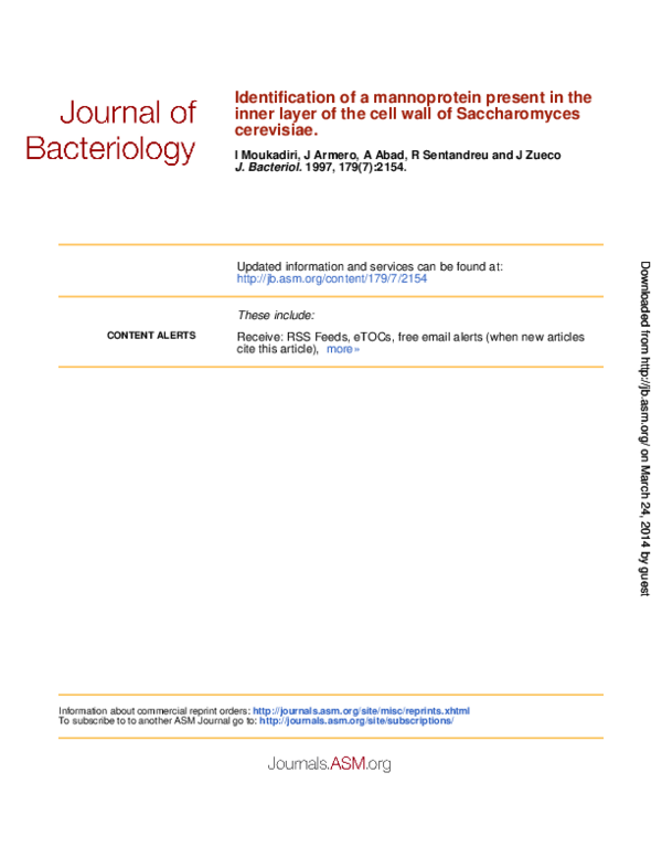 (PDF) Identification of a Mannoprotein Present in the Inner Layer of ...