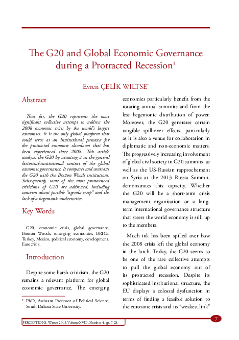 (PDF) The G20 and Global Economic Governance during a Protracted Recession