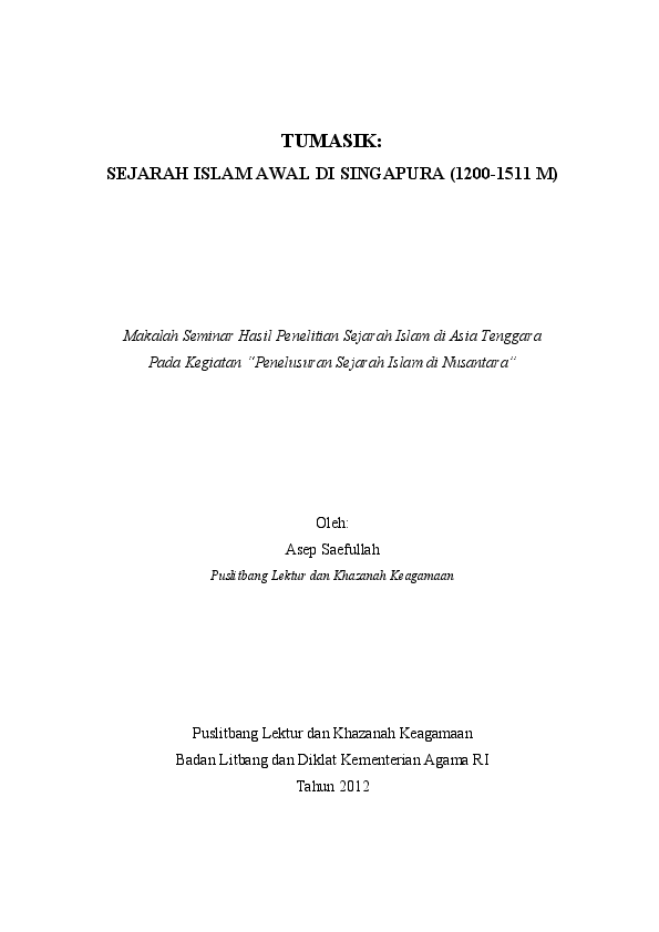 (PDF) TUMASIK Islam di Singapura
