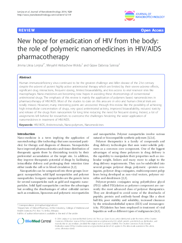 (PDF) New hope for eradication of HIV from the body: the role of ...
