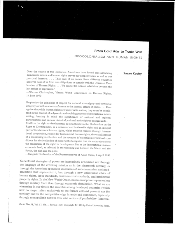 (PDF) From Cold War to trade war: Neocolonialism and human rights
