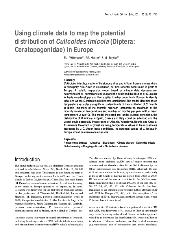 (PDF) Using climate data to map the potential distribution of ...